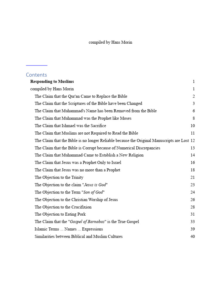 Responding To Muslims Pdf