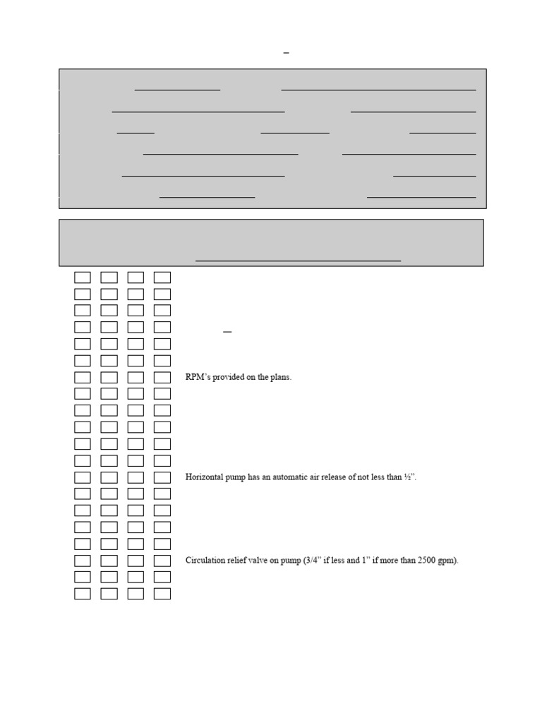 Fire Pump Checklist - Npfa 20 Systems | PDF