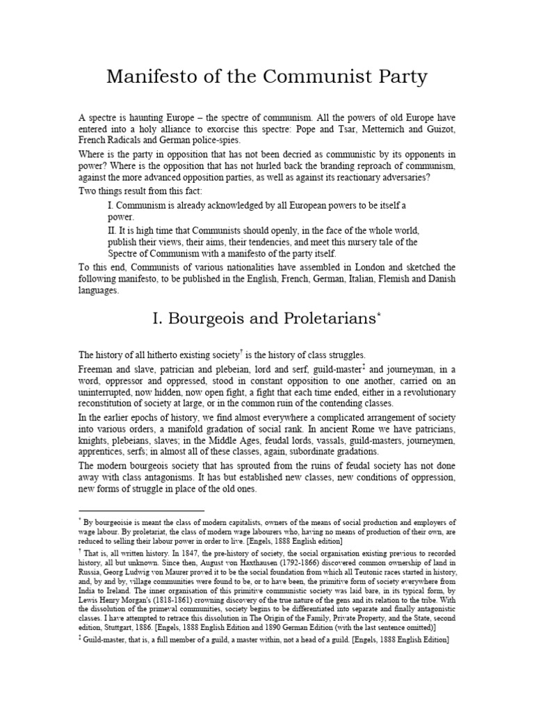 Communist Manifesto | PDF