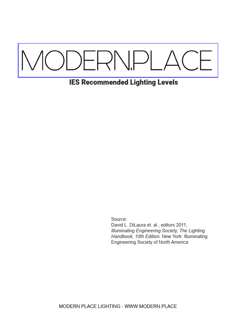 IES Standards Lighting Levels | PDF