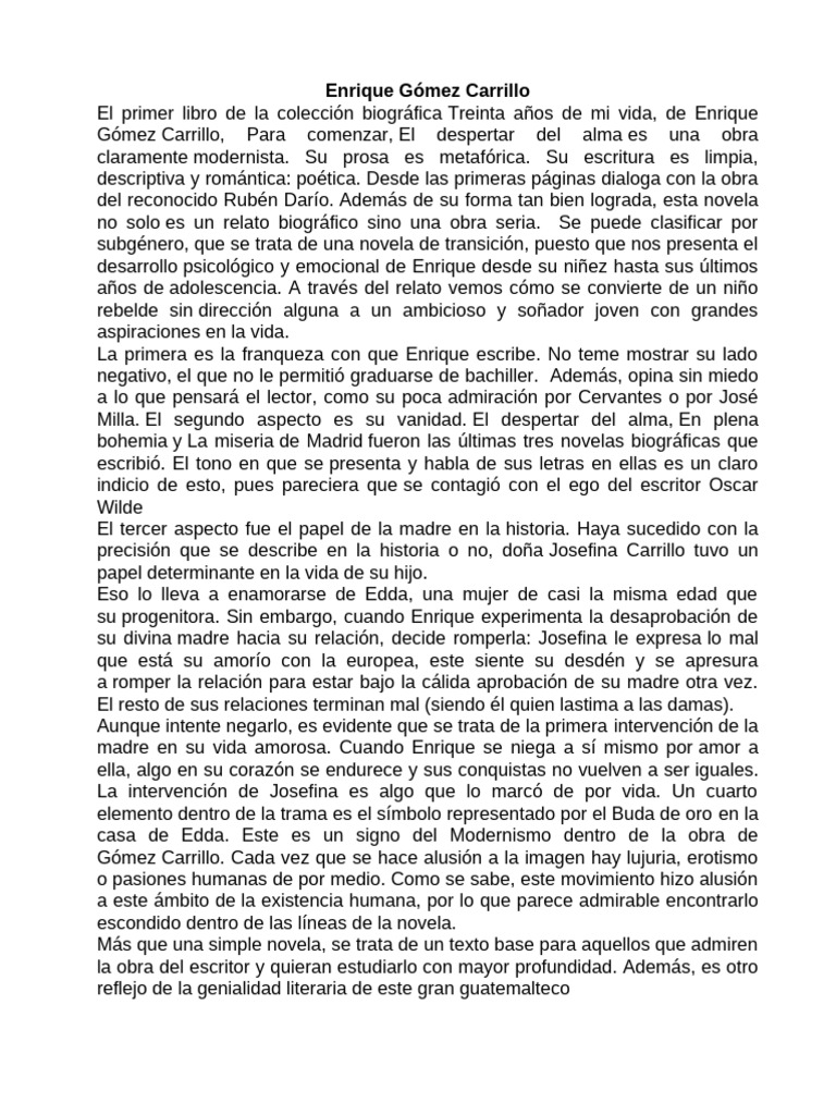 Enrique Gómez Carrillo: Vida y Obra | PDF | Novelas | Escritores