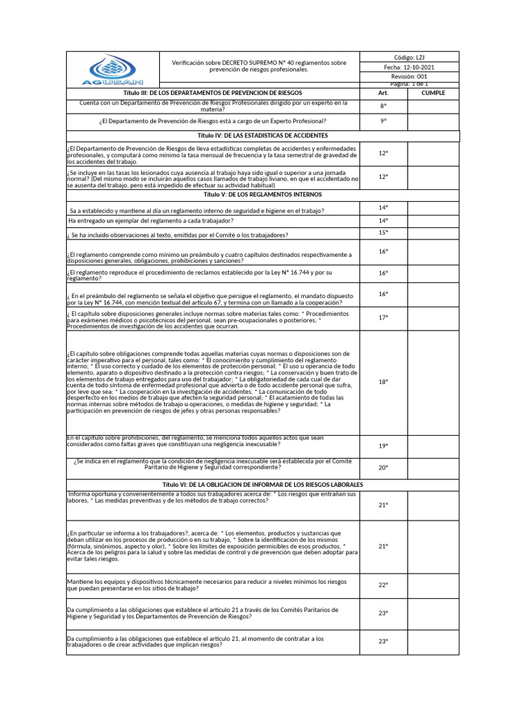 Check List Legal, 40-54-594 | PDF