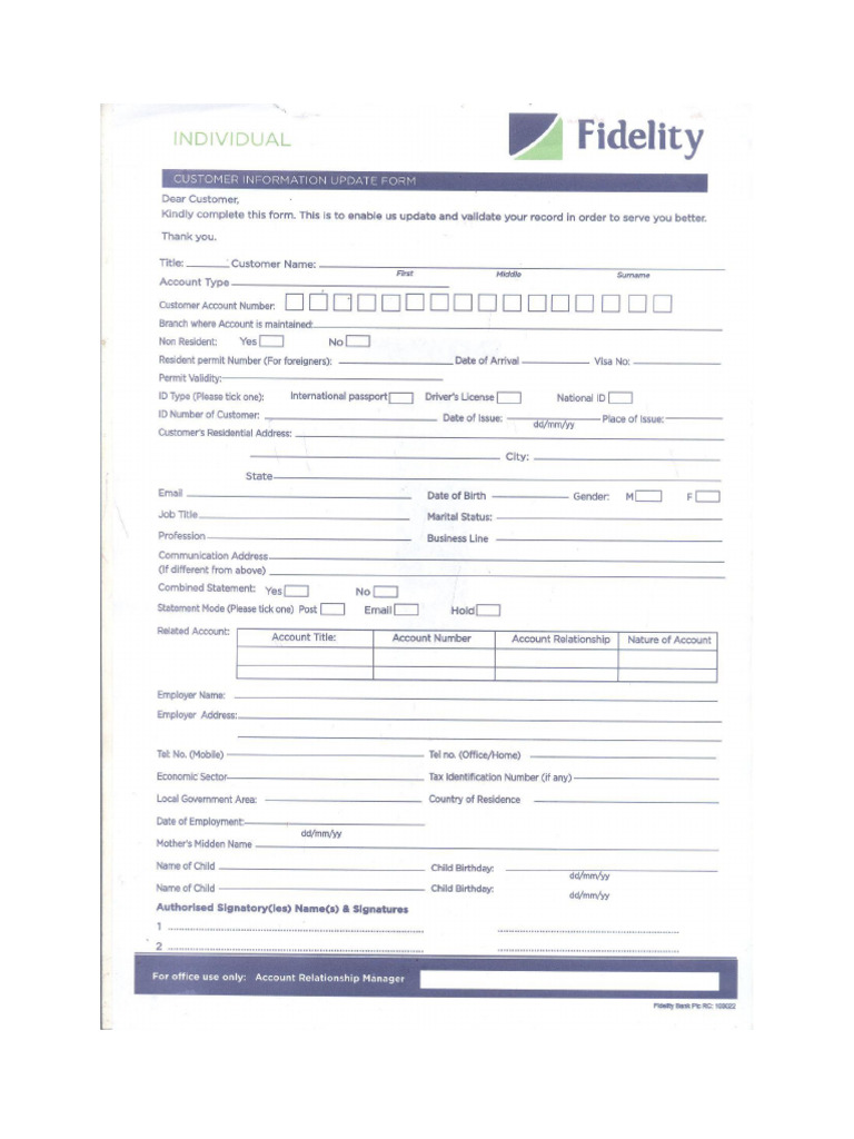 Customer Account Update Form | PDF