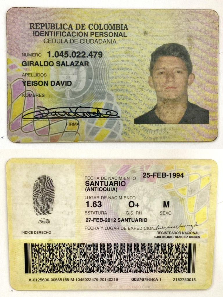 Cédula 1045022479 Yeison Giraldo | PDF