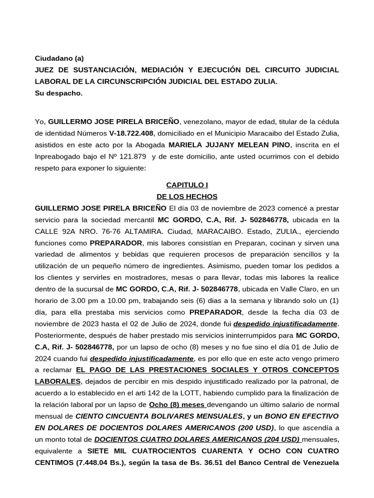 Demanda MC Gordo | PDF