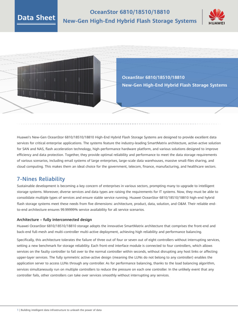 Huawei New-Gen OceanStor 6810 18510 18810 High-End Hybrid Flash Storage Systems - Data Sheet ...