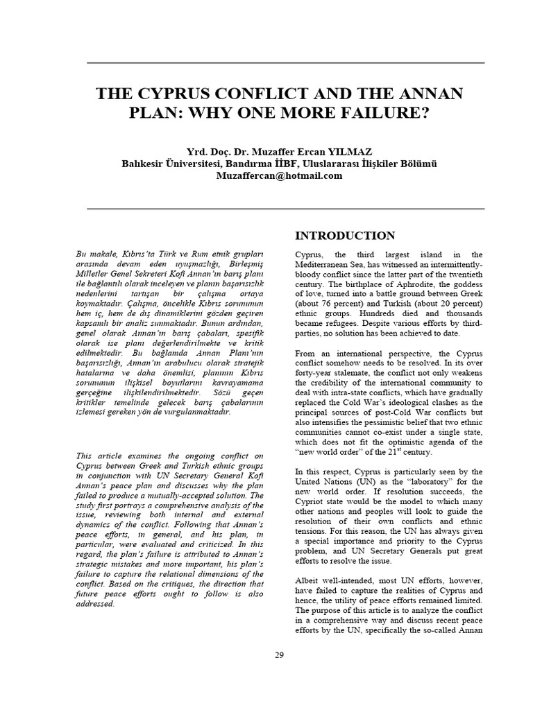The Cyprus Conflict and The Annan Plan | PDF