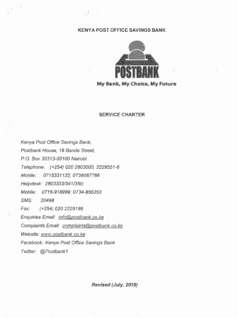 Postbank Service Charter Reviewed Final July 2019 | PDF