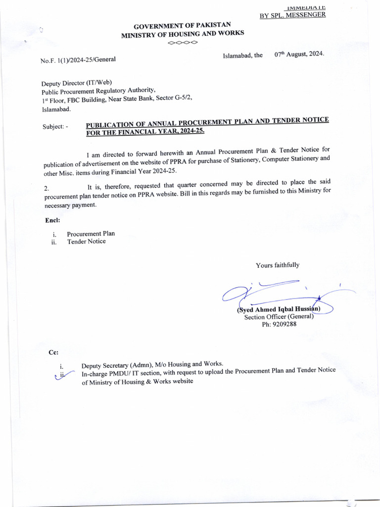 Annual Procurement Plan and Tender Notice 2024-25 | PDF