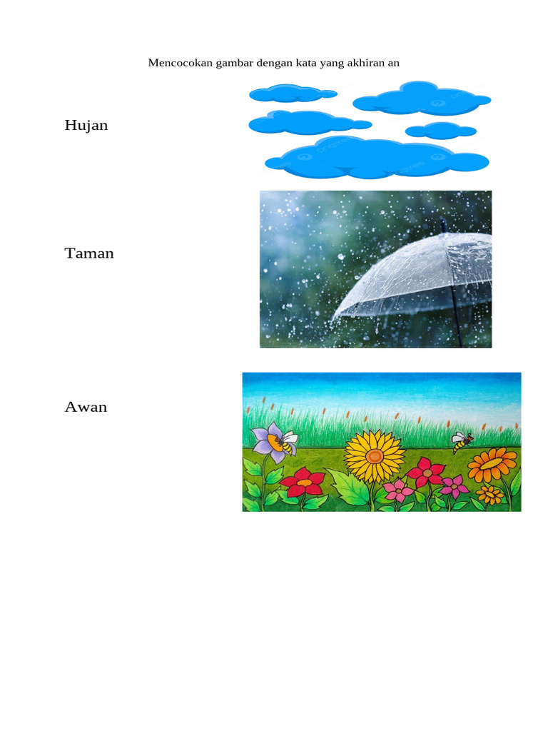 Mencocokan Gambar Dengan Kata Yang Akhiran An | PDF