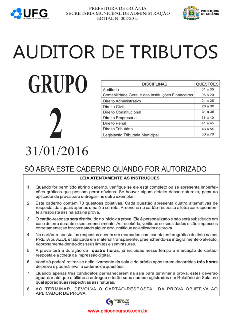 Auditor Tributos Grupo 2 | PDF