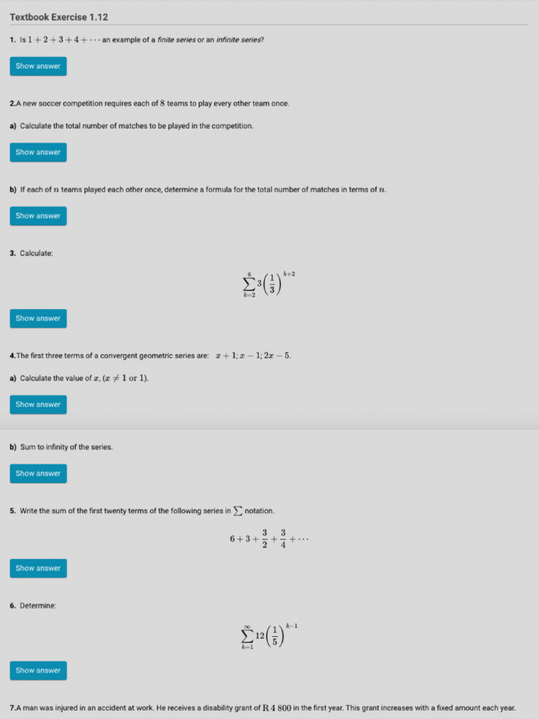 Exercise Sequences and Series | PDF
