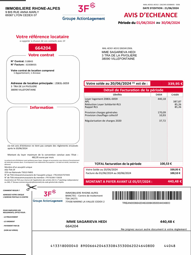 Avis Echeance 63308435 | PDF