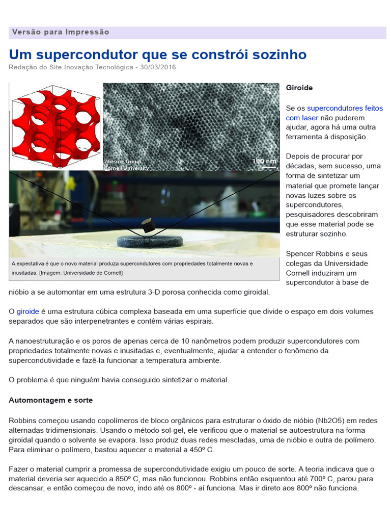 Supercondutor Monta-Se Sozinho | PDF