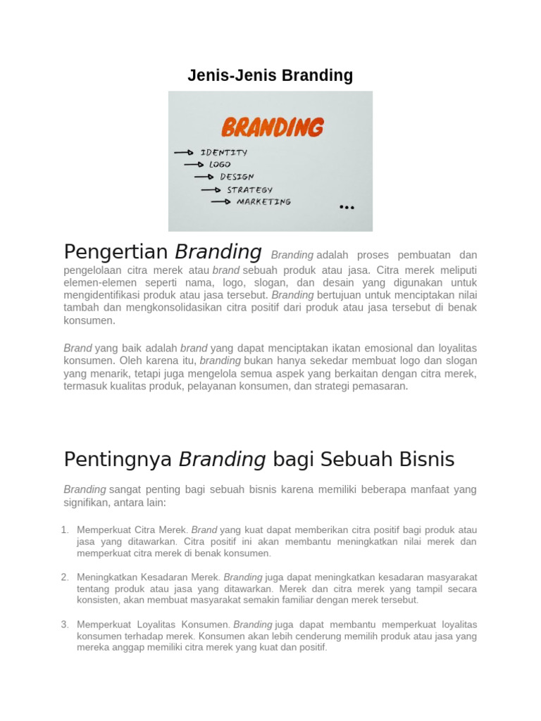 Jenis-Jenis Branding | PDF
