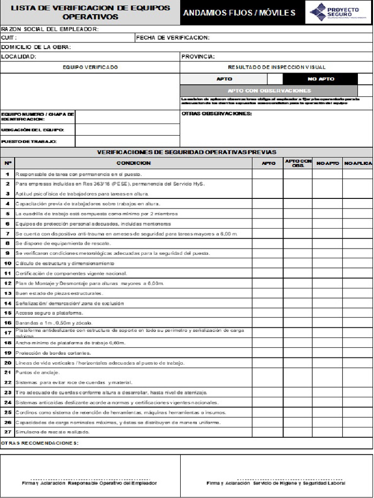 2 Res 61 Verif Andamios Fijos Moviles | PDF