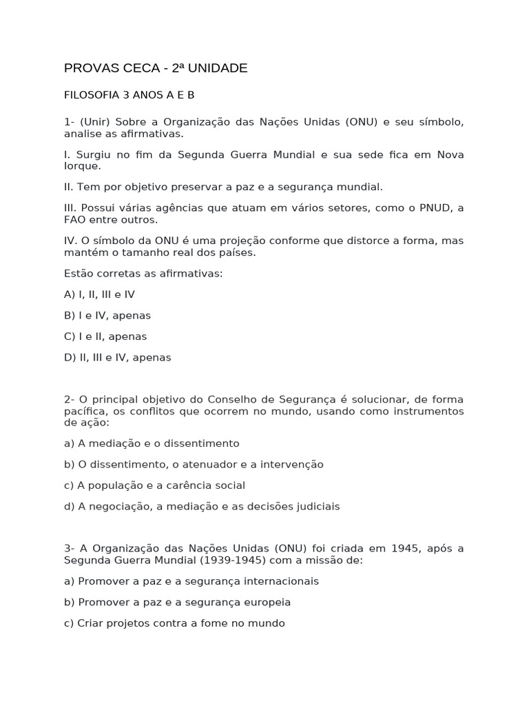 PROVAS CECA - 2ª UNIDADE | PDF