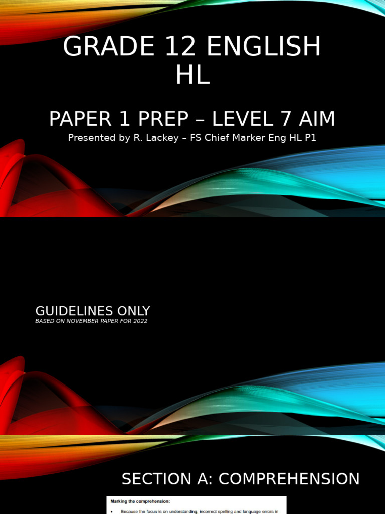 Grade 12 ENGLISH HL Paper 1 Prep | PDF