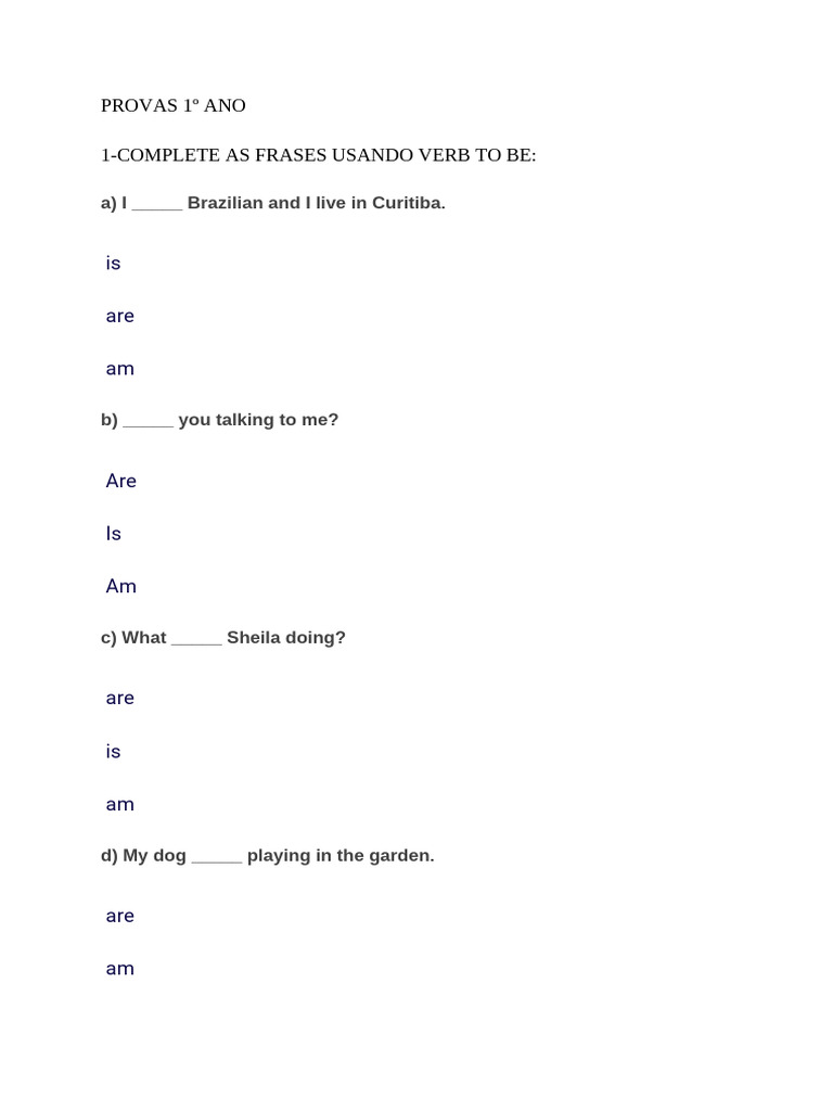 Provas 1 Unidade Ceca | PDF