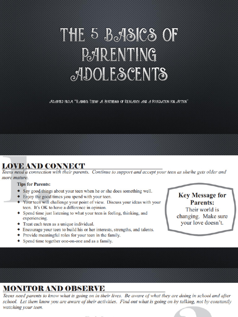 The 5 Basics of Parenting Adolescents | PDF