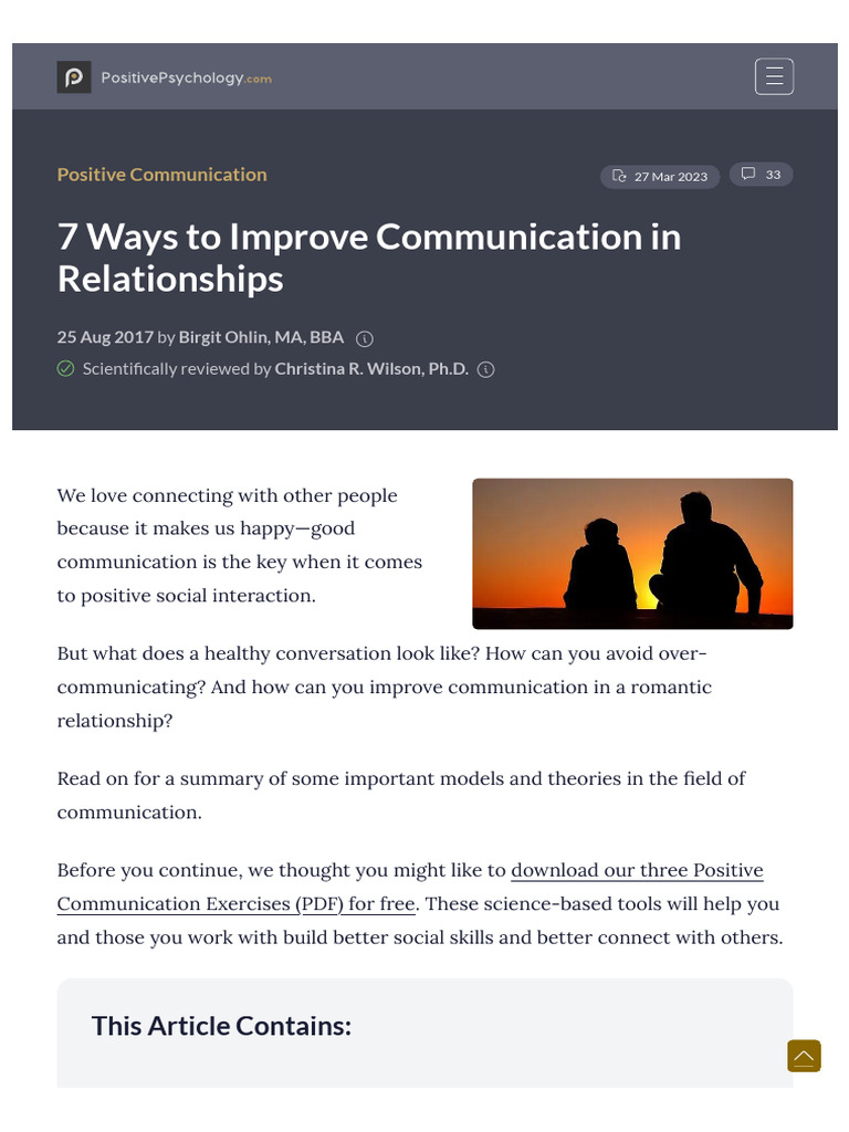 7 Ways to Improve Communication in Relationships | PDF