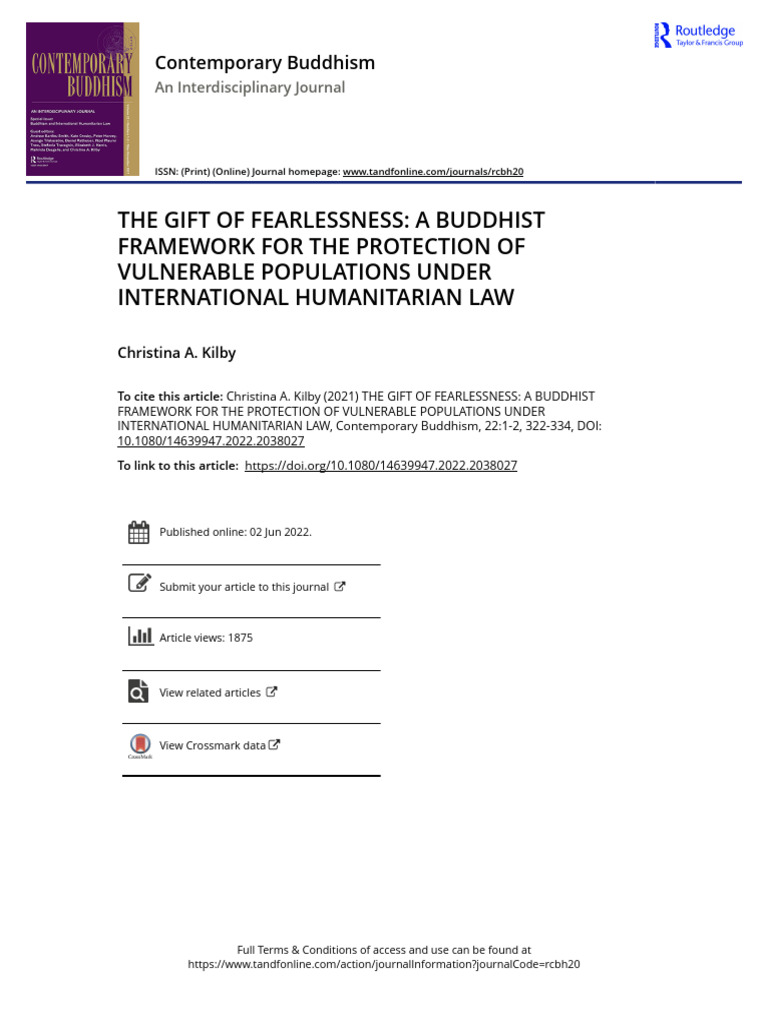 The Gift of Fearlessness A Buddhist Framework For The Protection of Vulnerable Populations Under ...