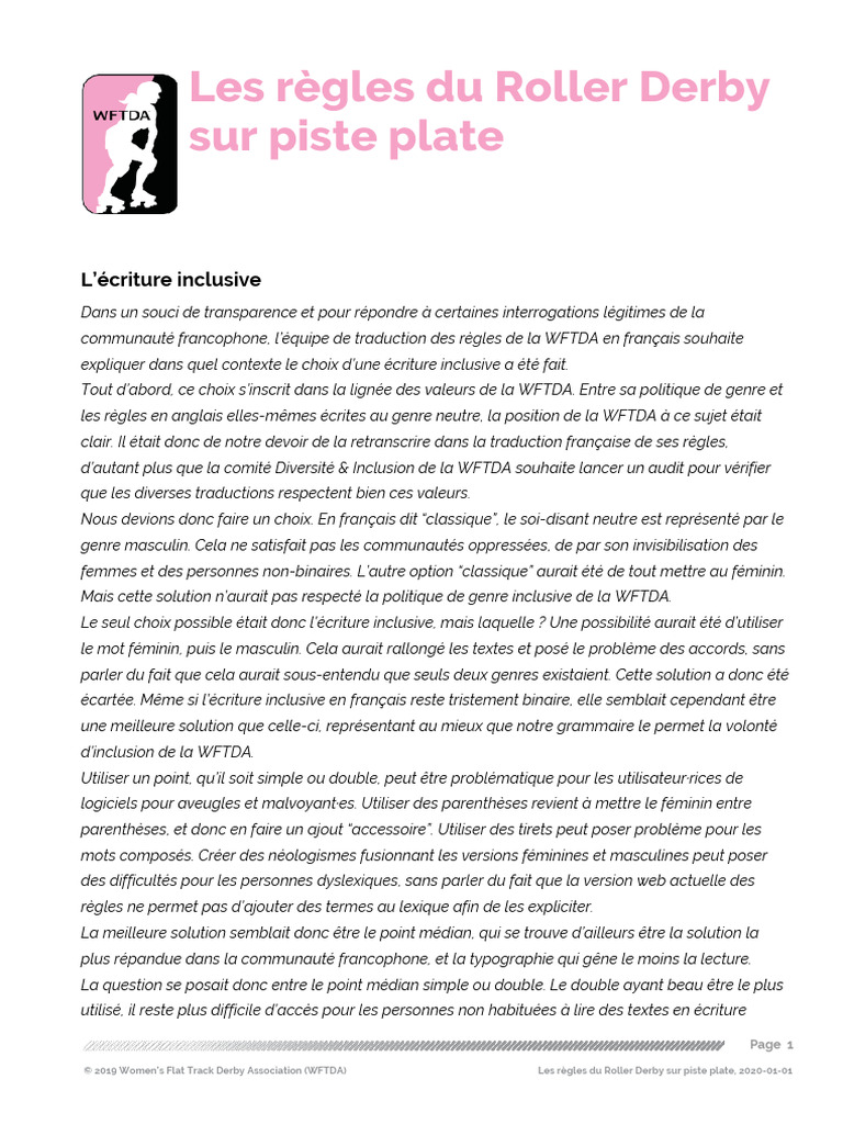 Wftda Rules French | PDF