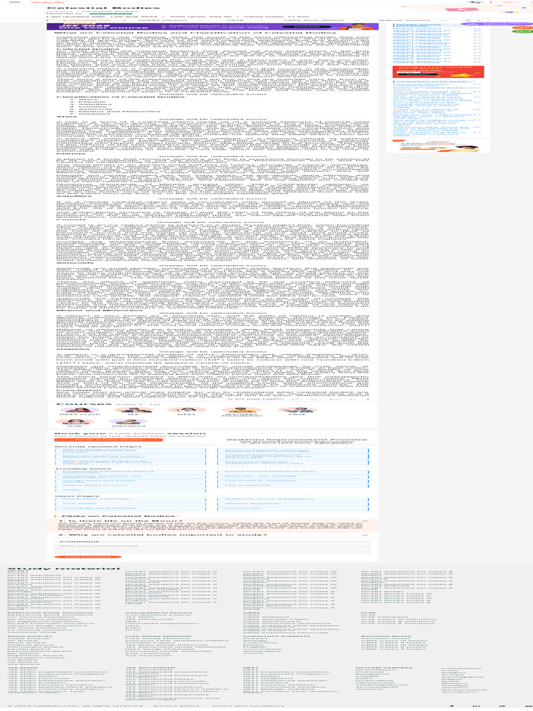Celestial Bodies - What Are Celestial Bodies - Classification of Celestial Bodies | PDF