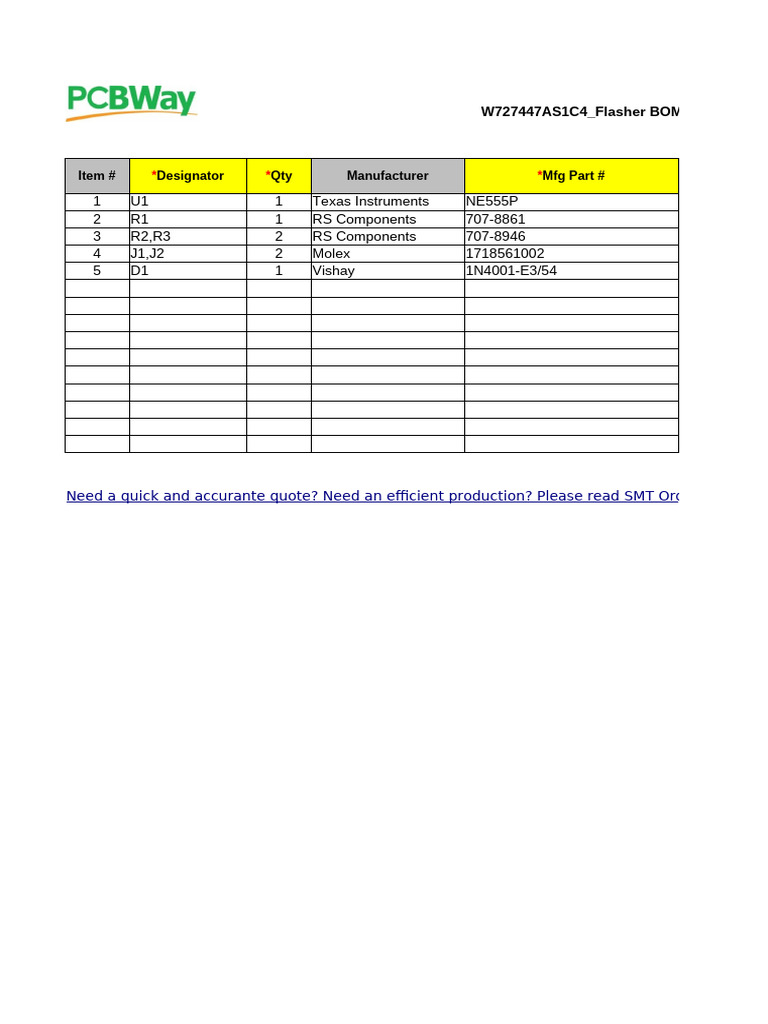 Sample Bom Pcbway | PDF