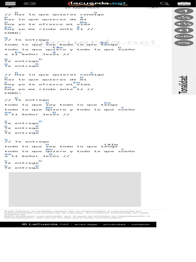 TE ENTREGO, Joan Sanchez & Río Poderoso Acordes | PDF