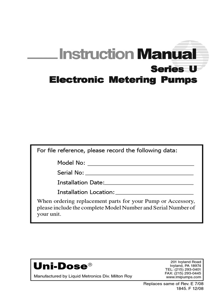Uni-Dose Series U InstManual EN | PDF