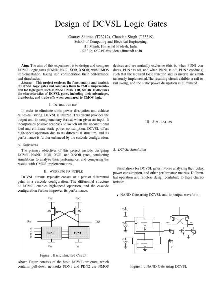 Experiment DCVSL Logic Gates Design and Comparison | PDF