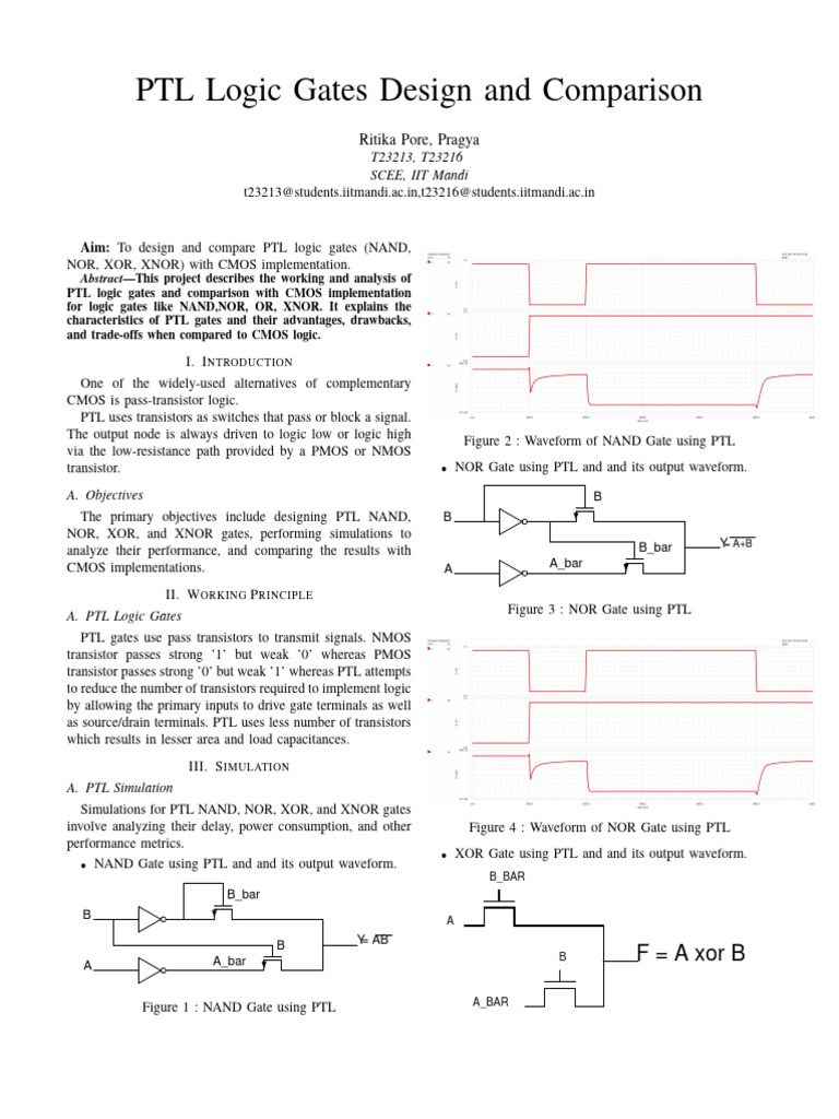 PTL Logic Gates Design and Comparison | PDF