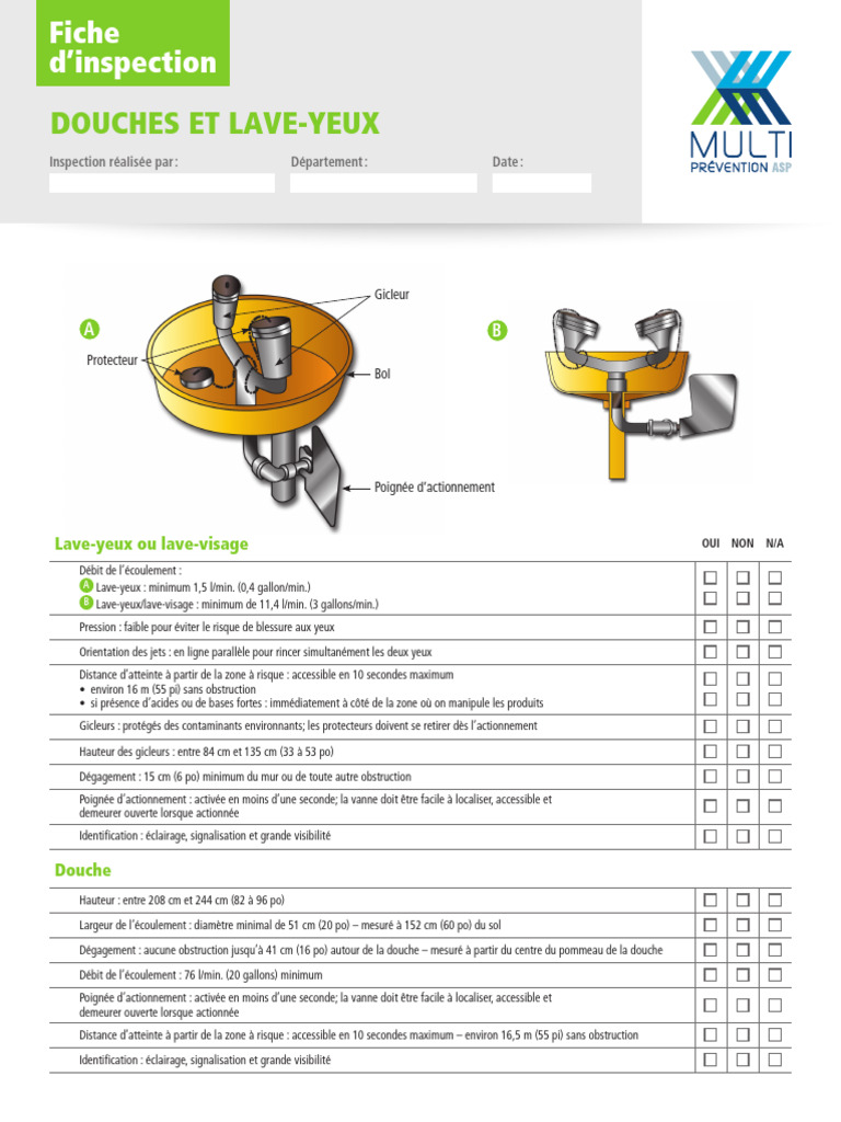 Multiprevention Fiche Inspection Douche Lave Yeux | PDF