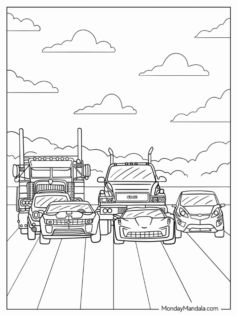 Autobots On The Road Coloring in | PDF
