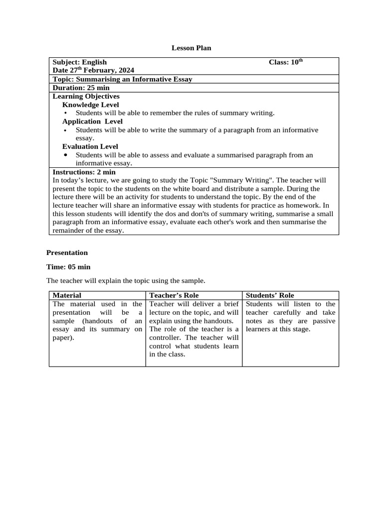 Lesson Plan Teemi | PDF
