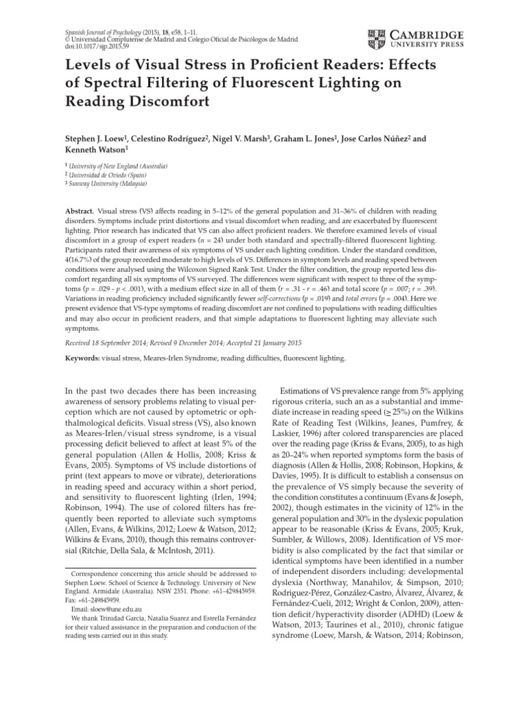 ARTIGO A-33 - Levels of Visual Stress in Proficient Readers Effects of ...