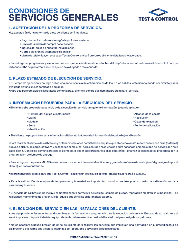 Condiciones de Servicio | PDF