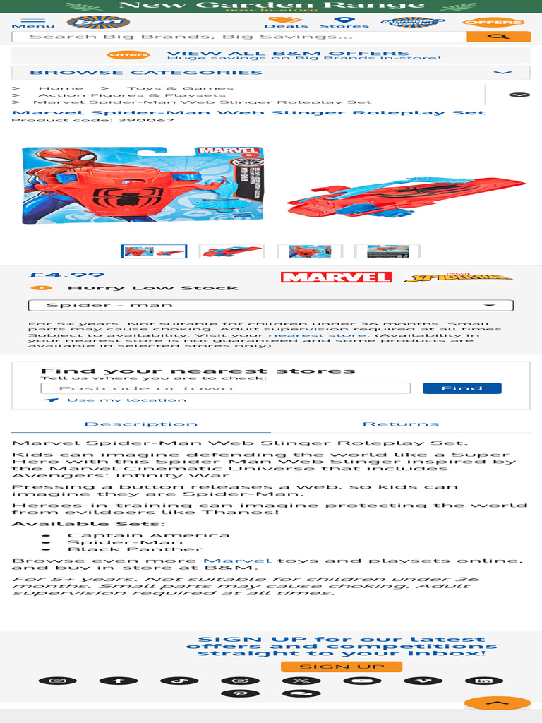 Marvel Spider-Man Web Slinger Roleplay Set Marvel Toys - B&M | PDF | Spider Man | Marvel Comics