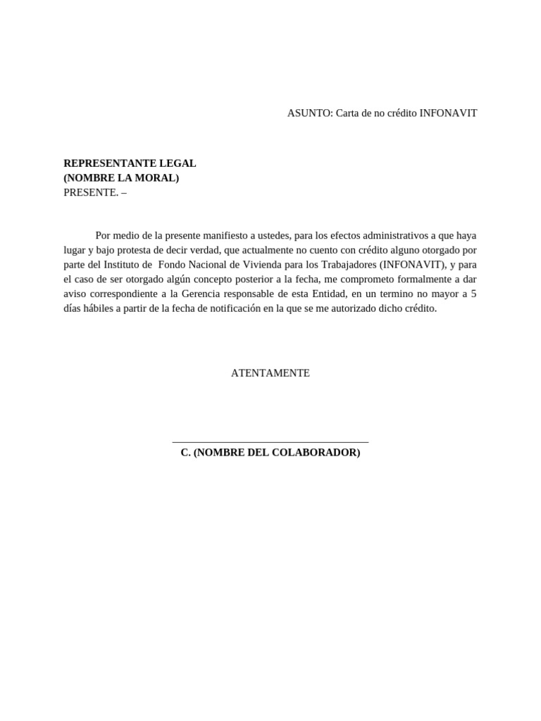 Carta No Adeudo Infonavit | PDF