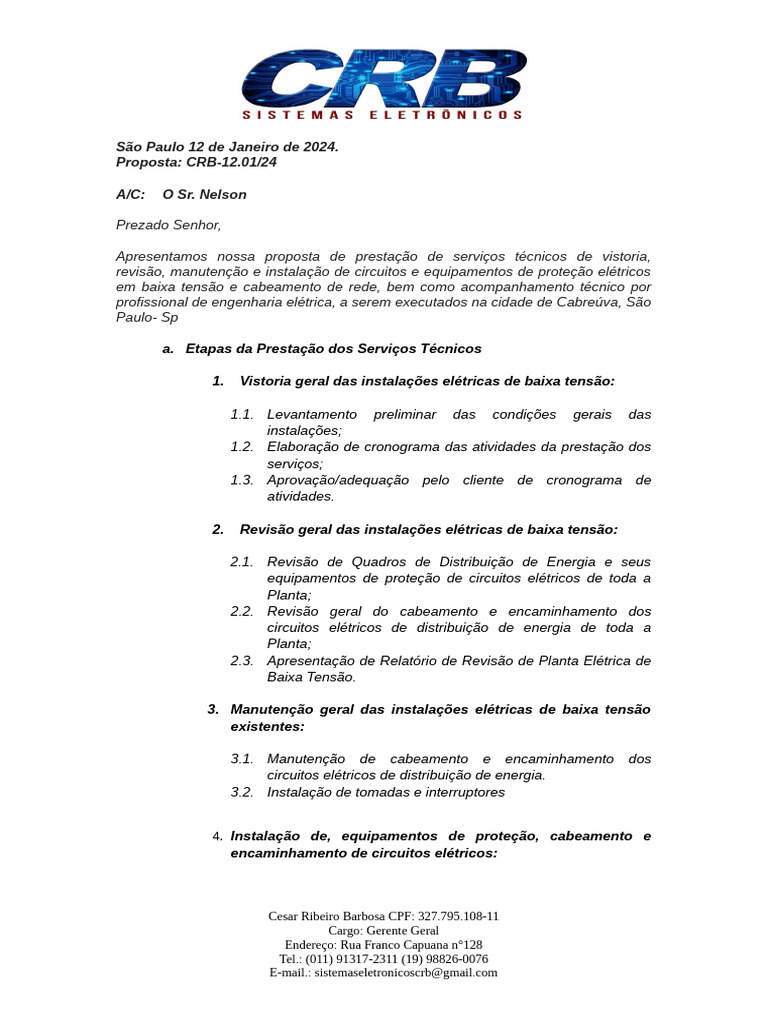 PROPOSTA COMERCIAL CRB - Ativa | PDF