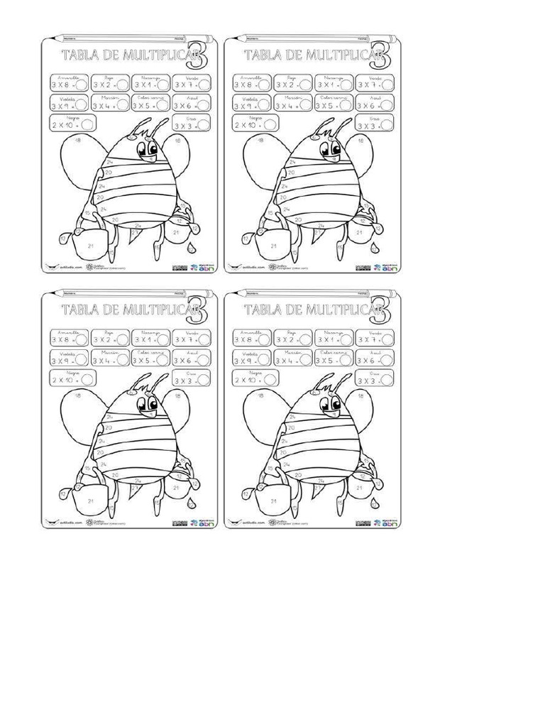 Actividad para Colorear Tabla Del 3 | PDF