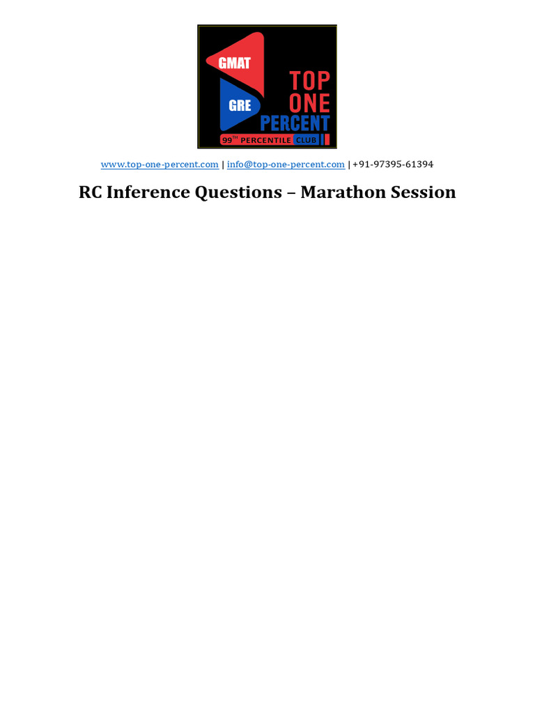 Answerkeys - RC Inference Marathon (Latest Passages and Questions) | PDF