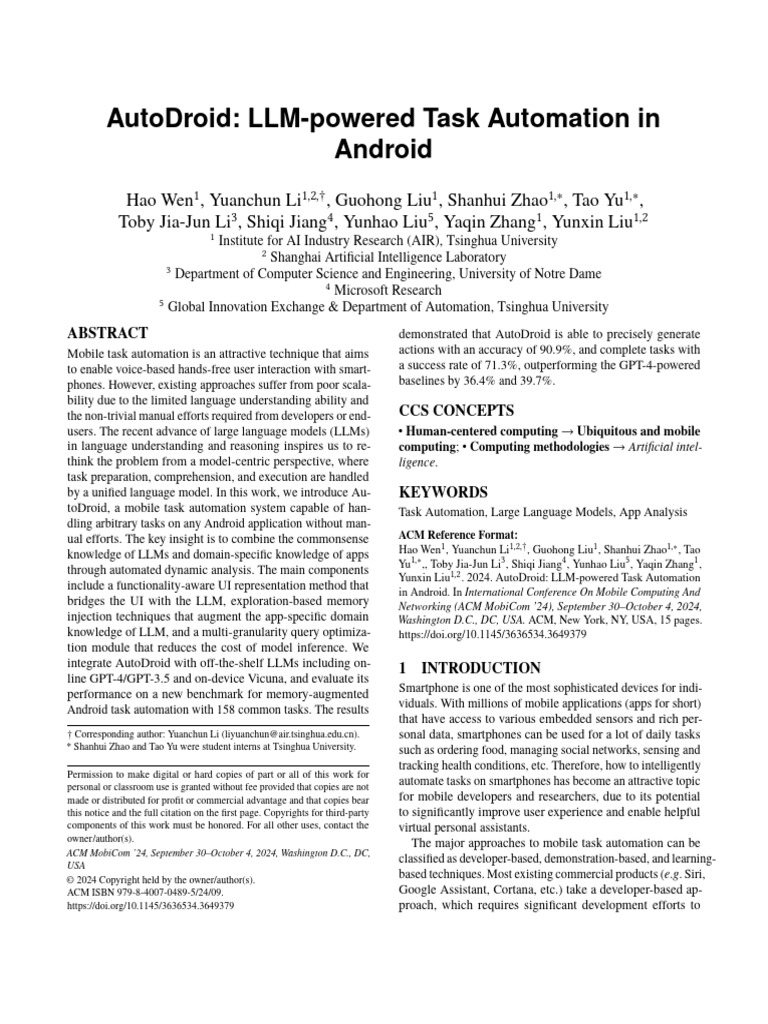 Autodroid: Llm-Powered Task Automation in Android | PDF | User Interface | Computer Science