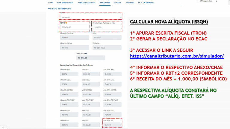 Calcular Alíquota Issqn (Simples Nacional) Método I | PDF