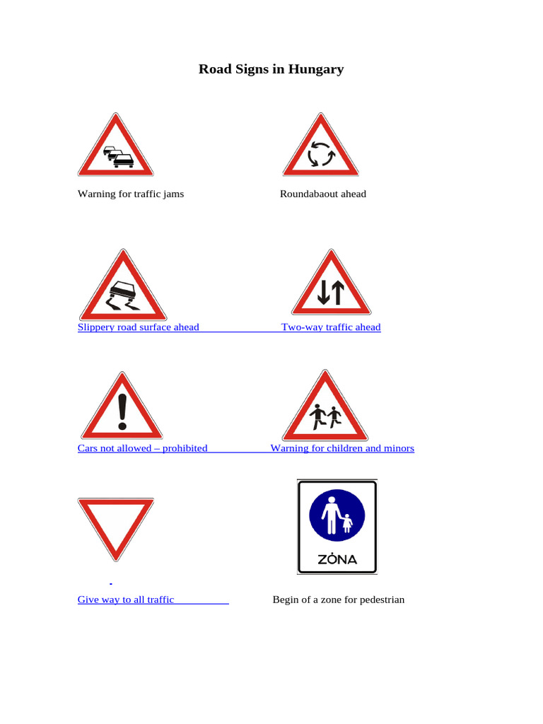 Road Signs in Hungary | PDF