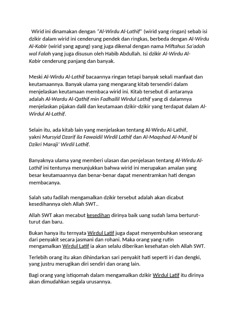 Wirdul Lathif | PDF