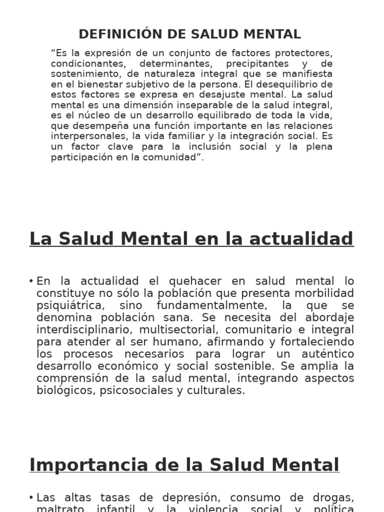 Definición de Salud Mental | PDF