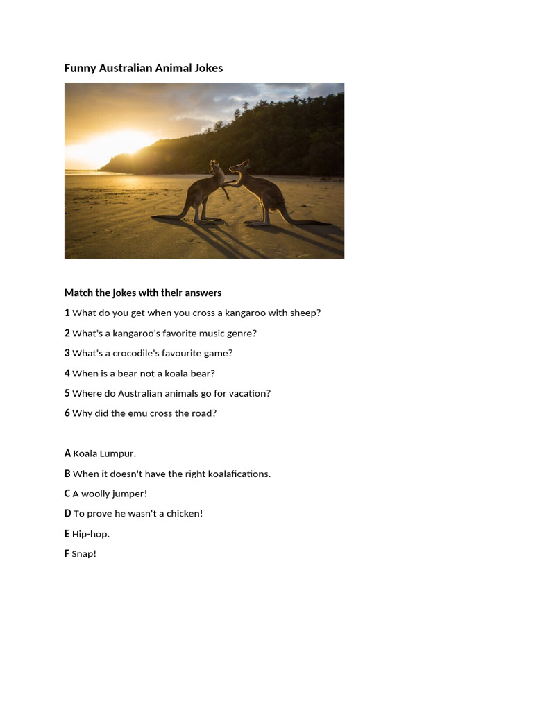 Funny Australian Animal Jokes | PDF