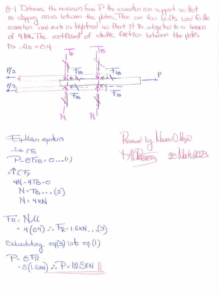 Hibbeler - Engineering Mechanics Statics - Chapter - 8 - P8-1 | PDF